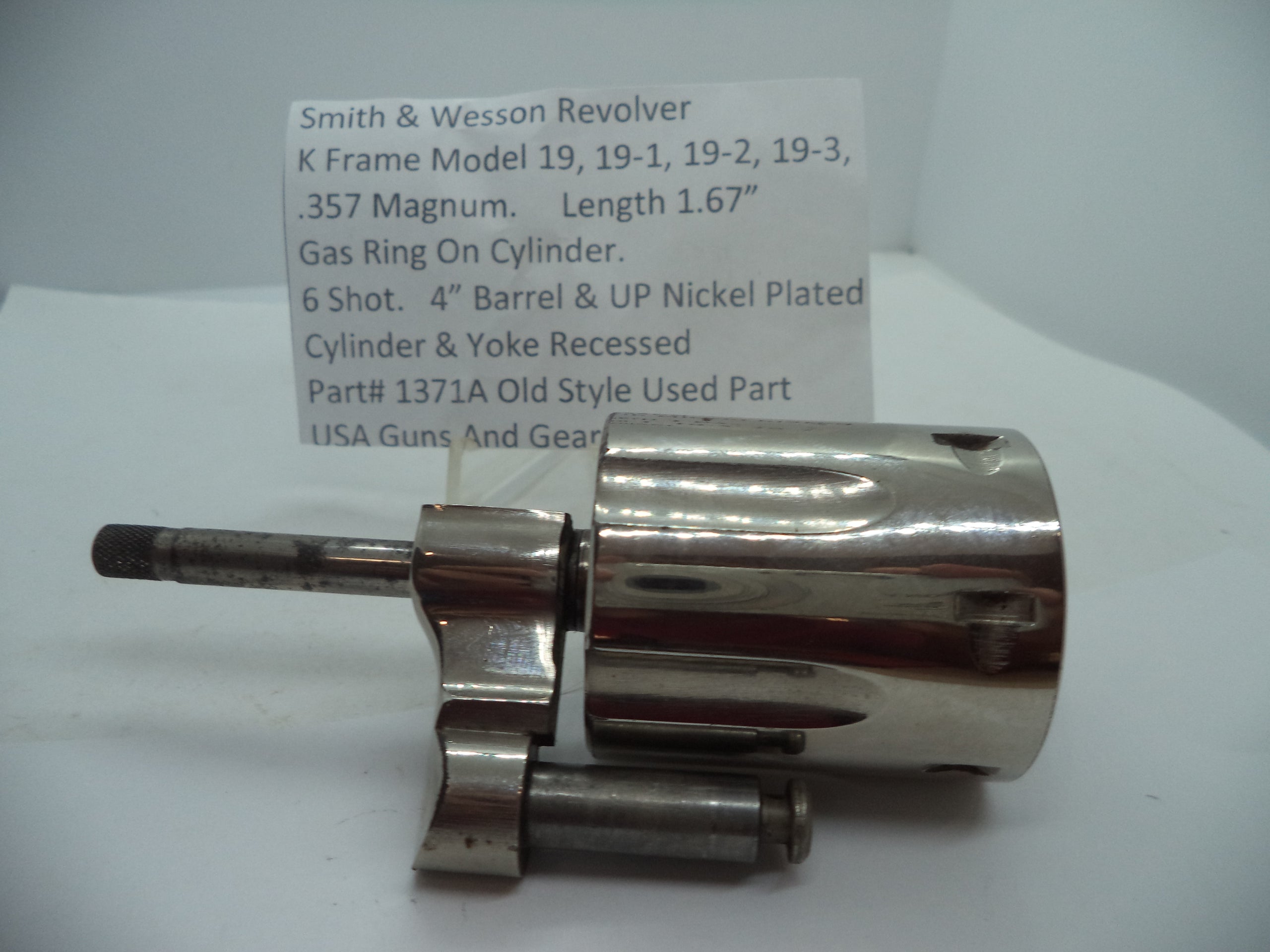 S&W K Frame Model 19 Cylinder & Yoke .357 Magnum Recessed - 1371A – USA ...