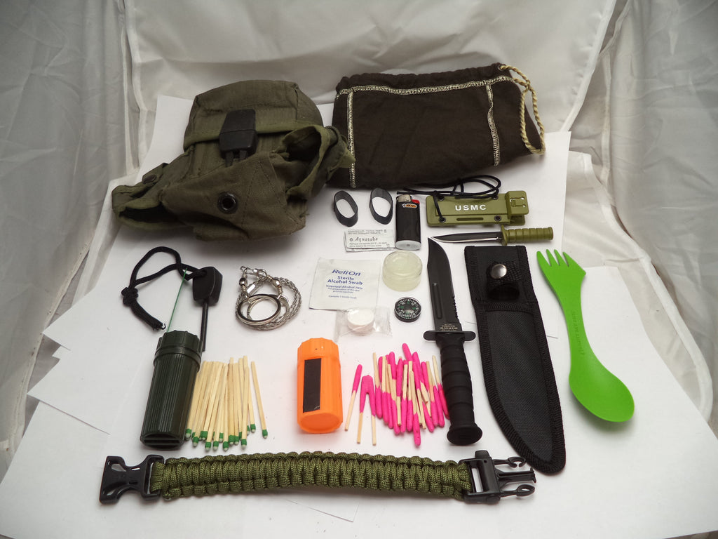 SV11 Emergency Survival EDC Kit 60+ Pieces Tactical Knife USGI Pouch ...